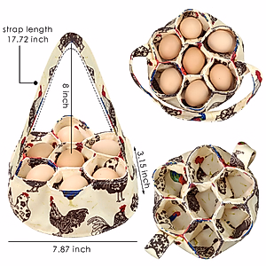 ETIUC Eggs Collecting Basket with 7 Pouches Eggs Gathering Basket Canvas Egg Bags for Fresh Eggs Collecting Eggs Holder Bags for Chicken Hen Duck Goose Eggs Farmhouse Henhouse Garden (1pc Basket)