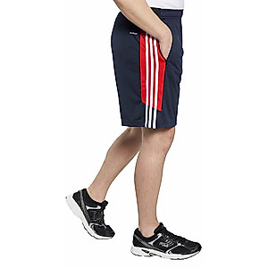 adidas Mens 3 Stripe Shorts with Zipper Pockets (Legend Ink/White, 2X-Large)