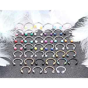 Prjndjw 16G Surgical Steel Nose Septum Rings Piercing Jewelry Horseshoe Septum Jewelry Cartilage Helix Tragus Earring Hoop Eyebrow Lip Hoop Retainer for Women Men Body Piercing Rings 10mm CZ glow