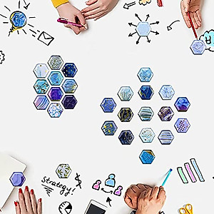 MORCART Fridge Magnets, Cute Locker Magnets, Decorative Magnets for Refrigerator Whiteboard Cabinet Office Kitchen Blackboard Bronzing Art Gift for Adult Hexagon 30PCS (Blue)