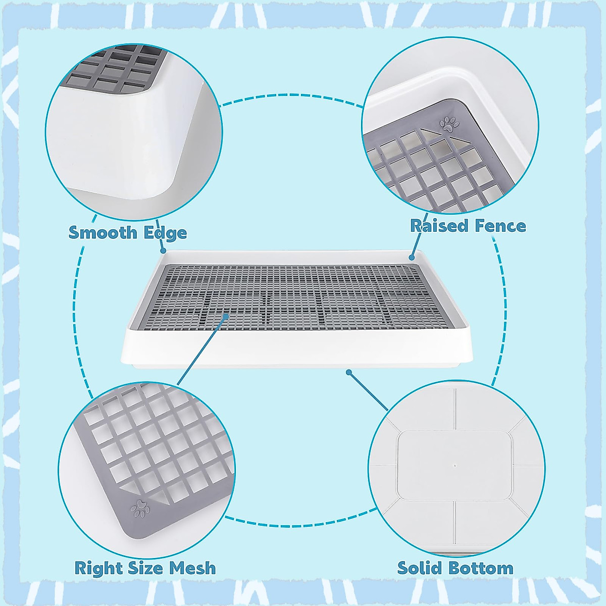 FHTONGE Extra Large Rabbit Litter Box Trainer Tray, Bunny Potty Training Litter Box for Cage,Rectangular Rabbits Litter Pan Pet Toilet with Grid for Squirrel Guinea Pig Rat Chinchilla Hedgehog Hamster