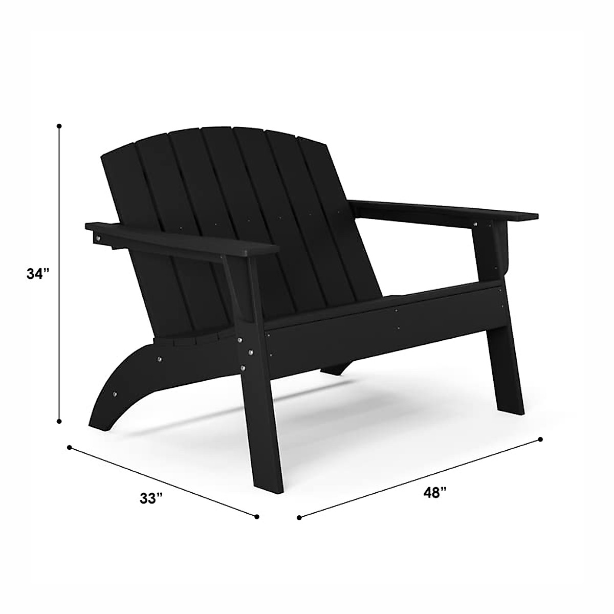 Flats & Castles Ellie HDPE Outdoor Weather Resistant Modern Adirondack Love Seat (Black)