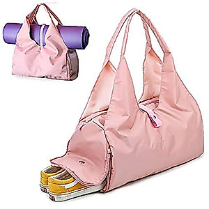 UIYTR Yoga Mat Gym Bag Fitness Bags for Women Men Training Sac De Sport Travel Gymtas Nylon Outdoor Travel Sports Carry On Gym Bag (Pink)