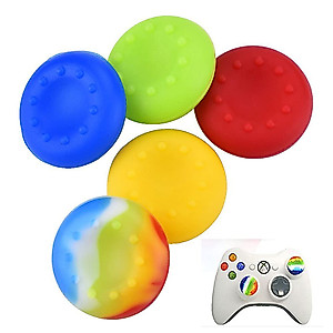 MauSong 20 Pieces Silicone Thumb Grips Caps Thumb Stick Protect Cover Replacement Parts Compatible with Xbox One, PS4 Controllers, Multi-Color