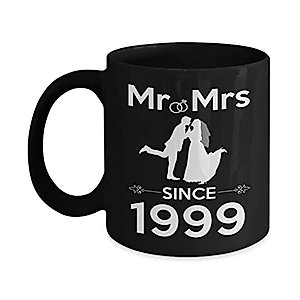 24th Wedding Anniversary Ideas For Men Him Her | Gifts For 24 Years Marriage For Husband Couple Parents | Mr And Mrs Since 1999 | 11oz Black Coffee Mug D187-1999