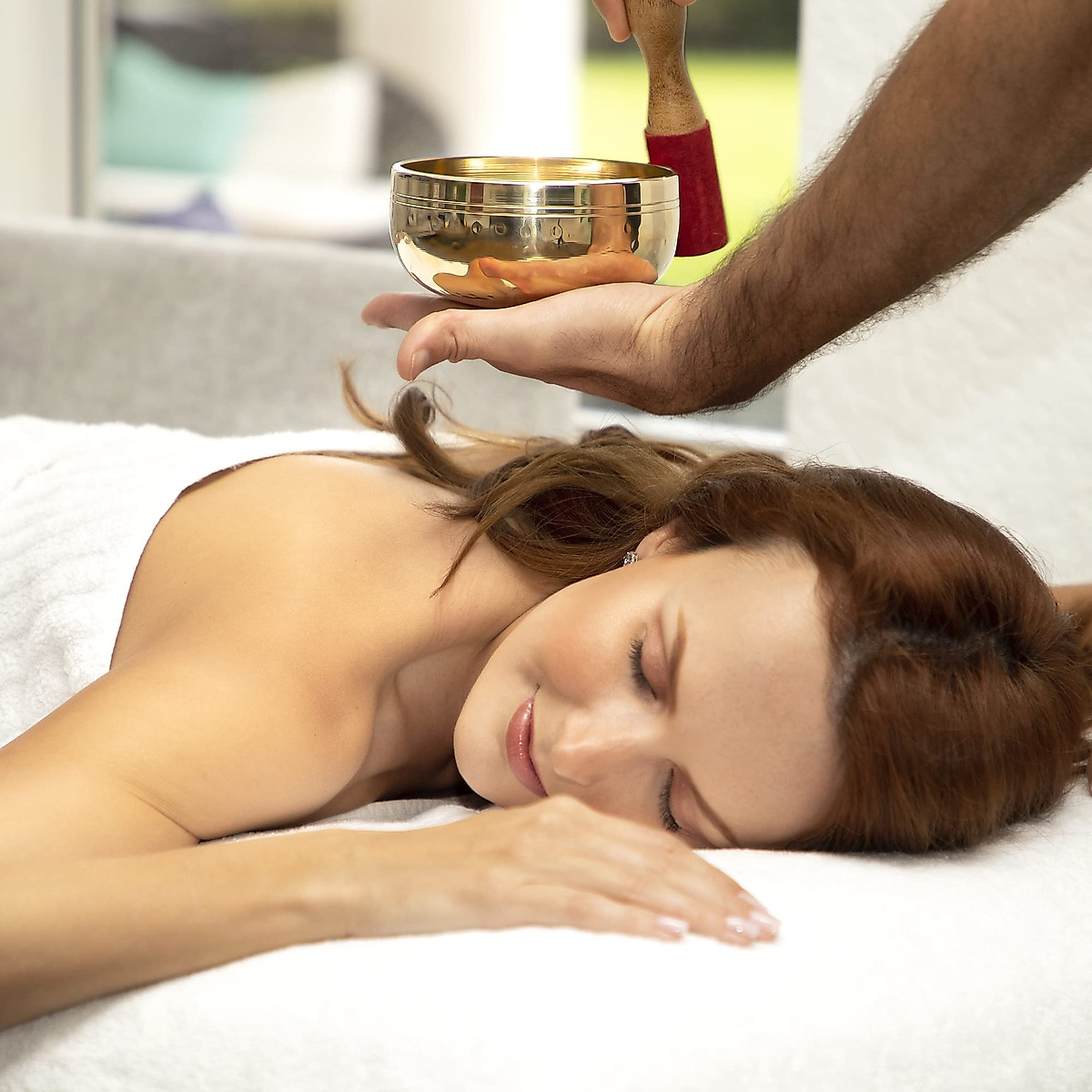 Telsha Meditative Brass Polished Singing Bowl with Mallet and Cushion - Tibetan Sound Bowls for Energy Healing, Mindfulness, Grounding, Zen, Meditation Exquisite, Unique Home Decor Gift Sets, 12