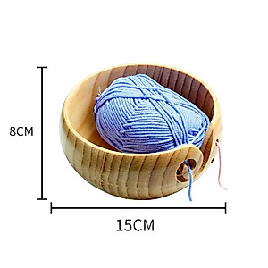 TEMU-SC Wooden Yarn Bowl for Crocheting, Crochet Bowls for Yarn, Knitting Bowl(Without Cover)(Pine Wood)(15 * 8cm)