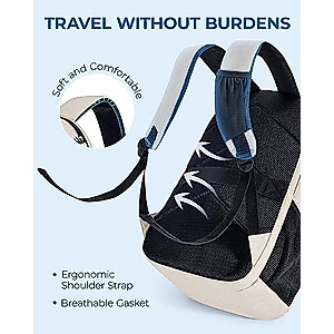 BAGSMART Travel Laptop Backpack, 15.6 inch Anti Theft Laptop Backpack With USB Charger Hole, Water Resistant College bookbag for Women Men, Casual Daily Backpack for travel, Beige