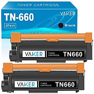 VAKER Compatible Toner Cartridge Replacement for Brother TN660 TN-660 TN630 to use for Brother MFC-L2700DW MFC-L2707DW HL-L2380DW DCP-L2540DW HL-L2300D HL2340DW MFC-L2740DW Printer (Black, 2 Pack)