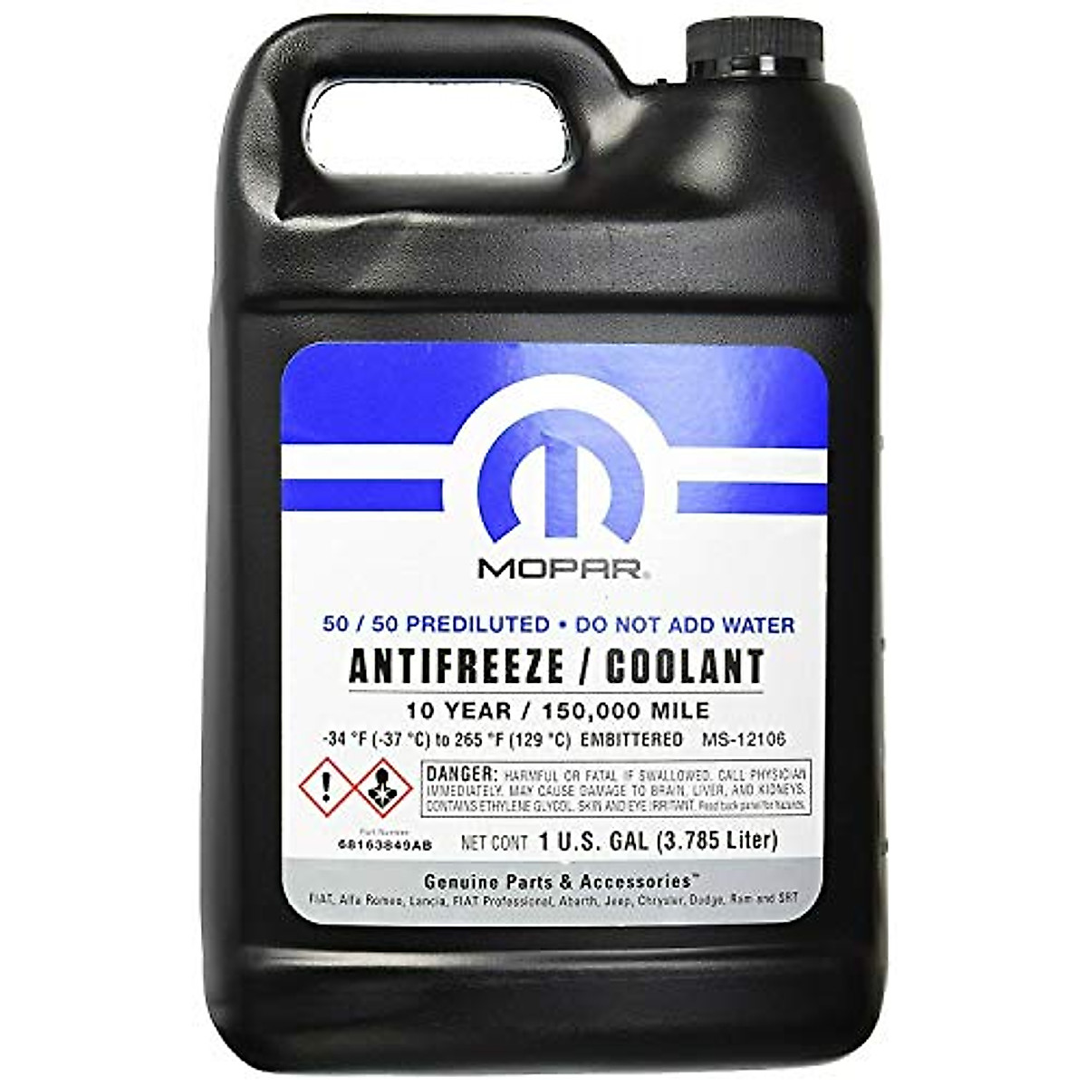 Mopar 68163849AB Engine Coolant and Antifreeze Ram Jeep Wrangler