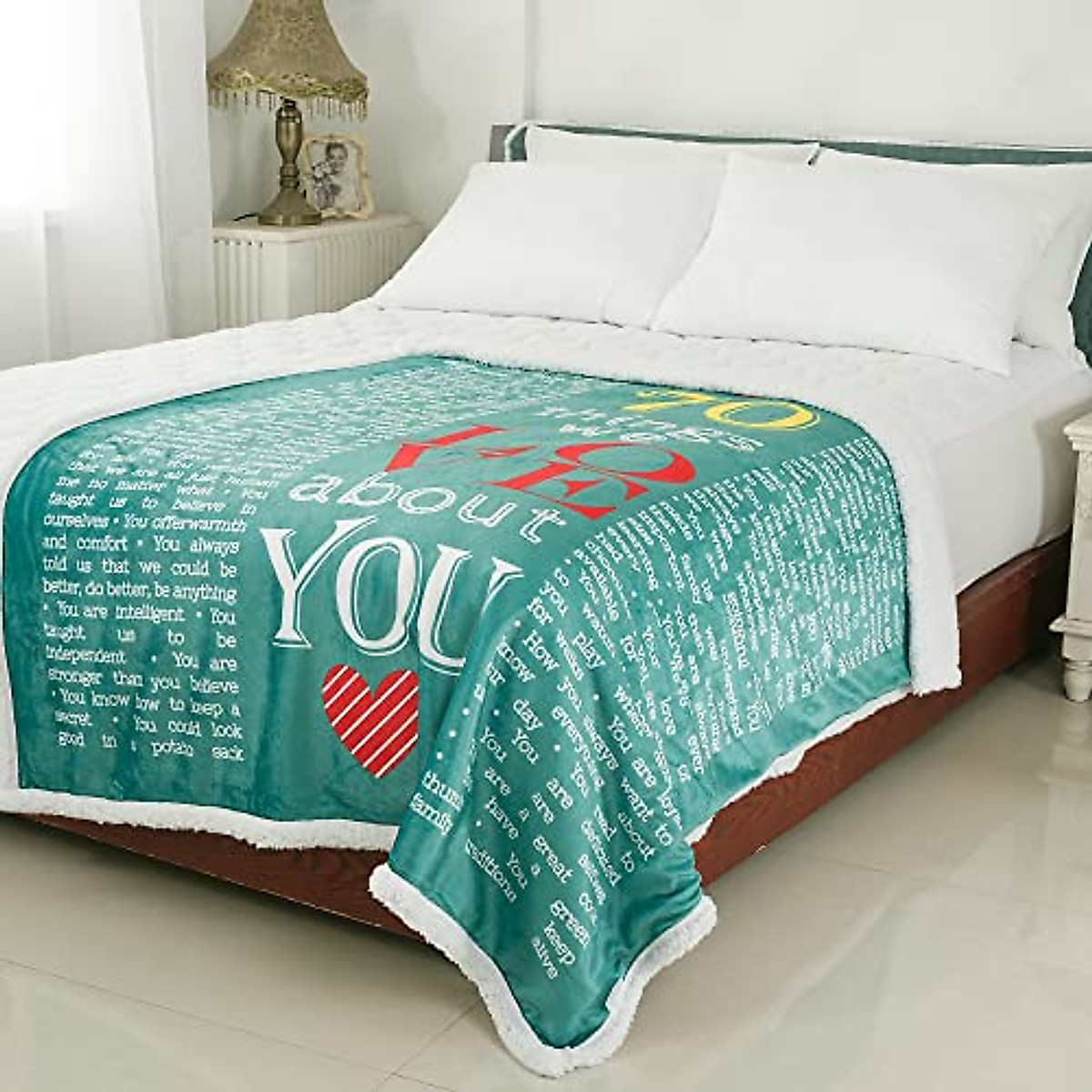 Piwaka Birthday Gifts for Women 70th Birthday Decorations 70 Year Old Gifts Mens 70th Birthday Gift Ideas Gifts for 70 Years Throw Blanket (Sherpa Fleece, 70th_Teal)