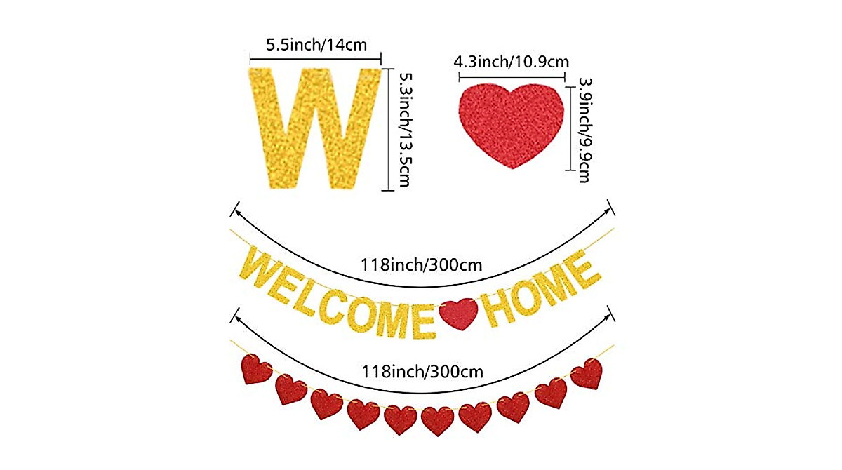 Gold Glitter Welcome Home Banner - Elegant Party Decorations