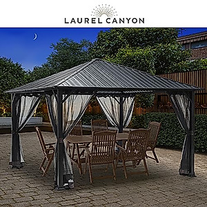 LAUREL CANYON 10 Ft. x 10 Ft. Galvanized Steel Hardtop Gazebo with Mosquito Netting