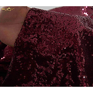 Burgundy Sequin Fabric by The Yard 1 Yard Glitter Fabric Embroidered Sequin Mesh Fabric for DIY Sewing Wedding Dresses Clothing Tablecloth Table Linen