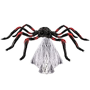 Spirit Halloween LED Red and Black Jumping Spider Animatronic | Halloween Décor | Horror Décor | 21 Inches | Moving Prop
