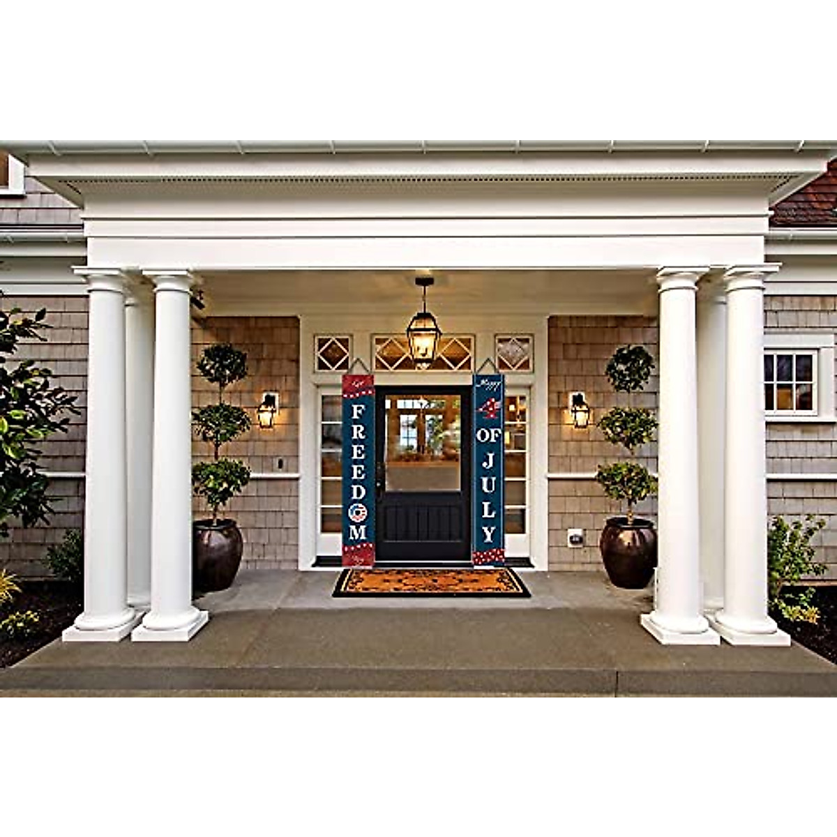 Patriotic Soldier Porch Sign Welcome Banners, American Flag Decoration Patriotic Decor Party Supplies for -4th of July Memorial Day Independence Day Labor Day Hanging Banner Yard, Red and Navy