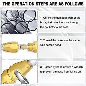 ChillWaves Brass Pneumatics Reusable Replacement Fitting，Hose-End Repair Fitting 1/4" ID Hose（1/4" Barb）x 1/4" NPT Rigid(5-PACK)