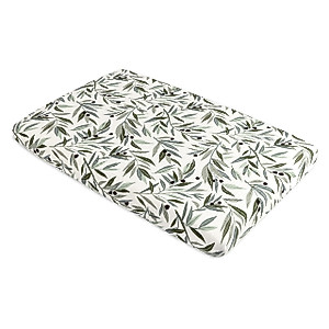Babyletto 100% Organic Cotton Mini Crib Sheet, GOTS-Certified, Fitted 360°, Ultra-Soft and Breathable Muslin - Olive Branches