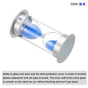PATIKIL 20 Minute Sand Timer, Sandy Clock with Plastic Cover Count Down Sand Glass for Games, Kitchen, Party Favors DIY Decoration, Blue, Purple Sands