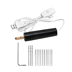Mini Hand Drill for Arts and Crafts,Mini Electric Drill Set 0.7-1.2 mm Pin Vise Hand Drill with Drill Bits and Wrench DIY Jewelry Pendant Crafts Making