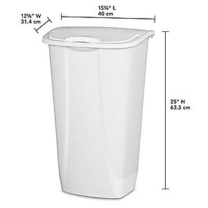 Sterilite 10938006 11 Gallon/42 Liter SwingTop Wastebasket, White, 6-Pack