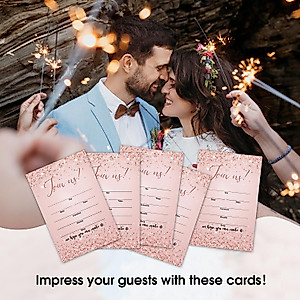 Set of 25 All Occasion Rose Gold Invitations with Envelopes- Join us Invitations, Pink Gold Invites for Bridal Shower Wedding Engagement Birthday Retirement Grad Fill in Style Invites Cards -006