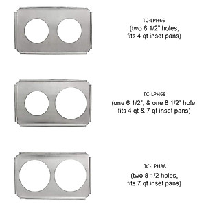 TrueCraftware- 2 Hole Stainless Steel Steam Table Adapter Plate 6-1/2” and 8-1/2” fits 4 qt and 7 qt. Inset Pans- for Soup Station Soup Warmer Soup Chafer Applicable for Kitchen Catering Restaurant