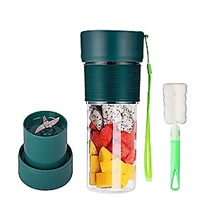 Portable Blender Food-grade Material 10 Oz for Juice Shakes and Smoothie USB Rechargeable Powerful for Home, Sports, Office,Travel Personal Mixer Cup with Cup Brush(Green)