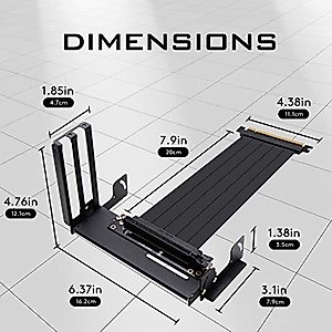 EZDIY-FAB Vertical Graphics Card Holder Bracket Support with Multi-Angle,GPU Mount,Video Card VGA Support Kit with PCIE3.0 Riser Cable- Black