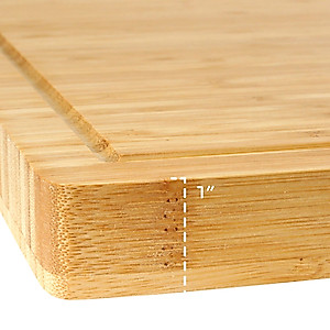 BambooMN Heavy Duty Premium Bamboo Cutting Board - Vertical Cut - Grooved - 24" x 12" x 1"