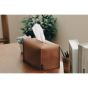 VETY[EmphaSeams] Bottom Touch Fastener-Tissue Box Cover, PU Leather 9.5"x5"x5" Rectangle-Bathroom Organizer,Accessories, Bathroom Vanity, Countertop, Night Stand, Office Desk, Modern Stylish - Mint