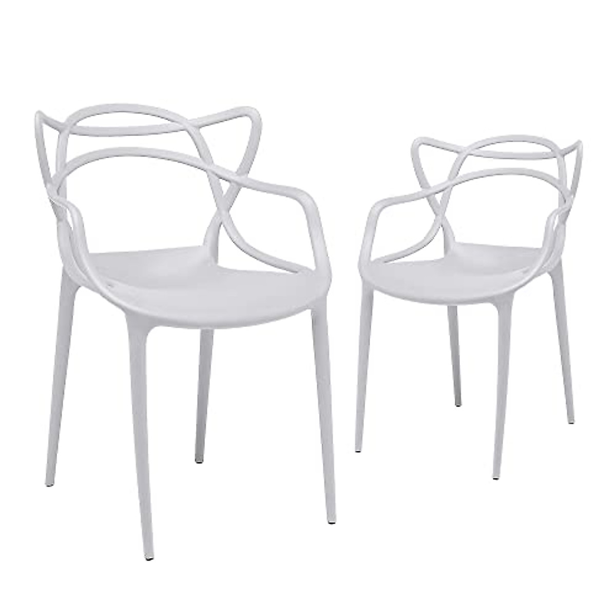 CangLong Cross Back Dining Chair Casual Chair for Restaurants, Cafes, Kitchens, Dining Rooms Set of 2, Gray