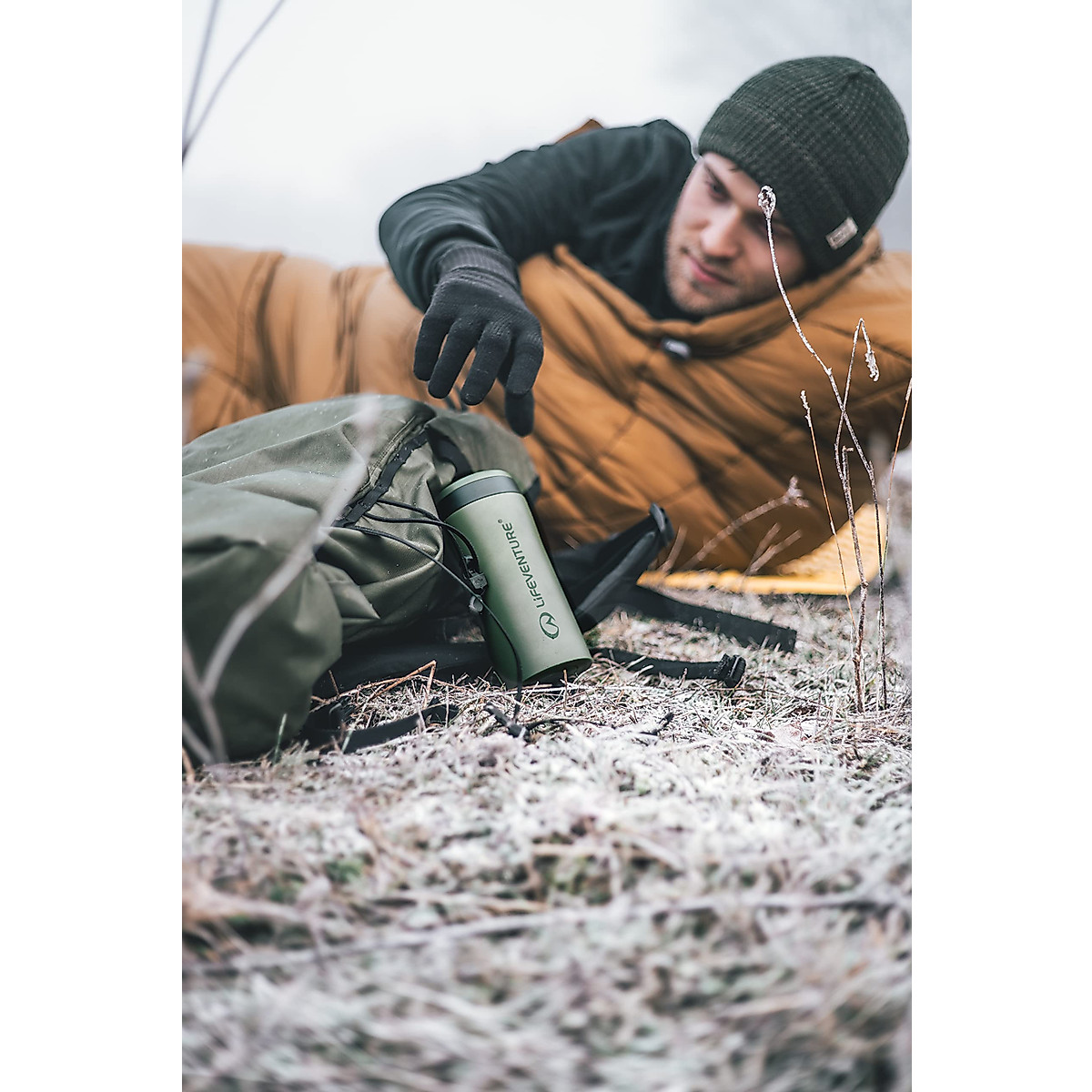 Lifeventure Thermal Mug, Leakproof & Vacuum Insulated Reusable Coffee Travel Cup, 300ml, Matt Khaki