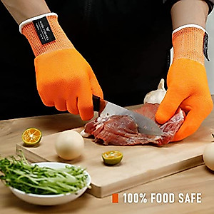WORK FORMULA 4 pcs Cut Resistant Glove Food Grade Snug Fit for Women Men Kids Chefs Butchers (High Visible, Medium (Pack of 4))