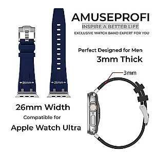 AMUSEPROFI Men's Silicone Watch Band, 49mm Ultra, 45mm Ultra 2, 42mm Series 9, 8, 7, 6, 5, 4, 3, 2, 1 - Multiple Colors Available