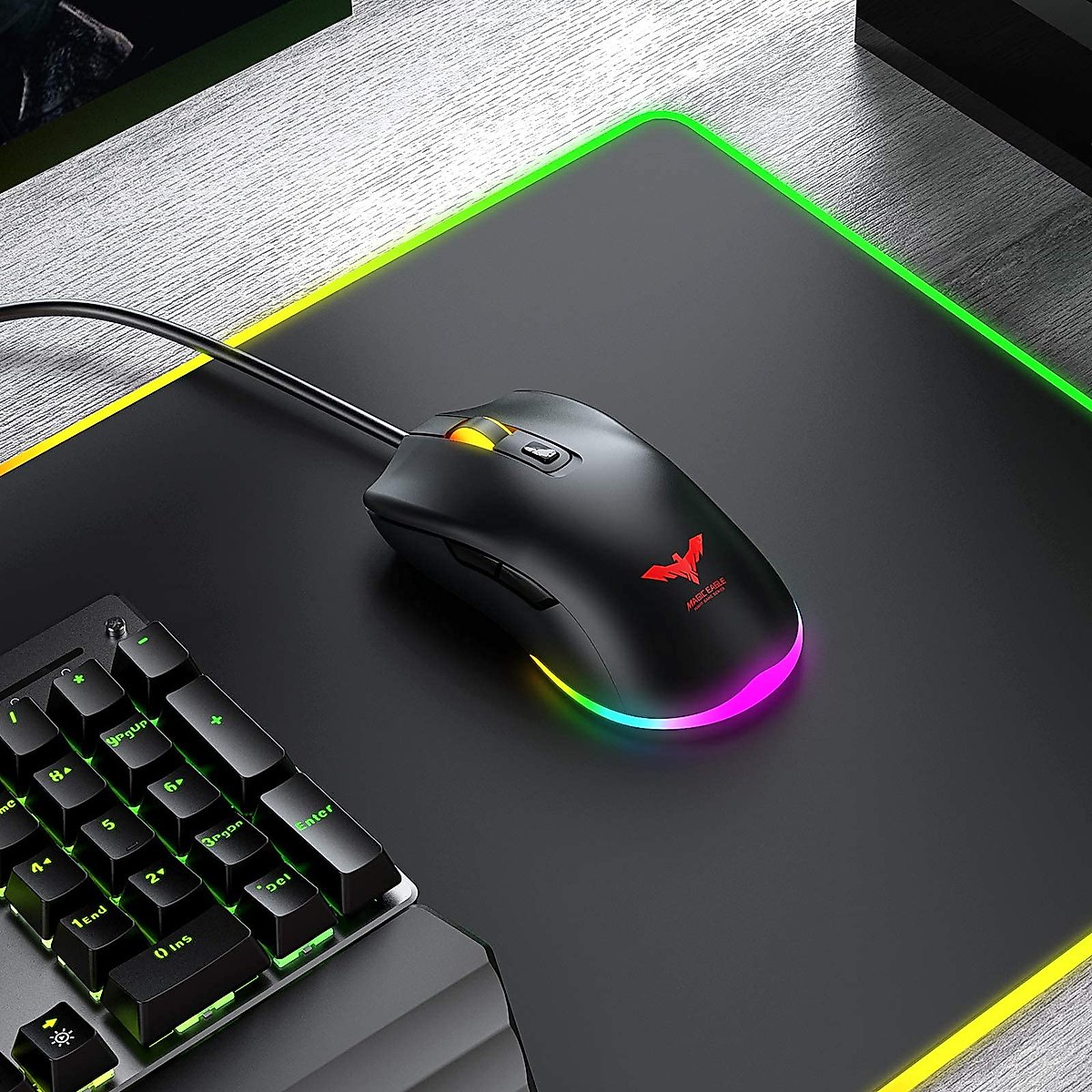Havit RGB Gaming Mouse Wired PC Gaming Mice with 7 Color Backlight, 6 Buttons, Up to 6400 D P I Computer USB Mouses for Desktop Laptop Gamer & Work (Renewed)