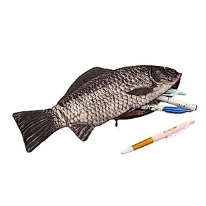 Pencil Case Fish Shaped Novelty Fish Pen Bag Fish Coin Purse Funny Pencil Case Gifts for Office Supply (Fish #1)