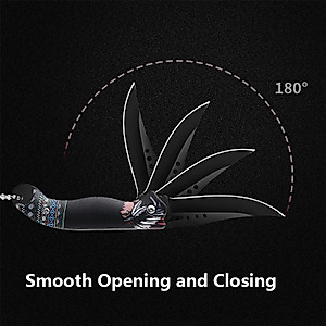 SELUCREH Mini Folding Knife for EDC,Stainless Steel Blade with Indiana Totem, Pocket Clip for Men or Women. (Black)