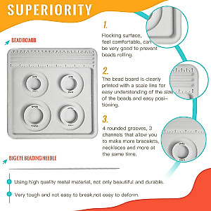 hobbyworker The Bead Boards Bracelet Sizer Measurement Tool 4 Round Grooves for Jewerly Bracelets Necklaces Making Supplies