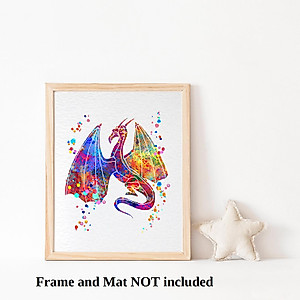 Dignovel Studios 8X10 Unframed Dragon Fantasy Medieval Watercolor Art Print Poster Wall Art Office Home Decor DN538