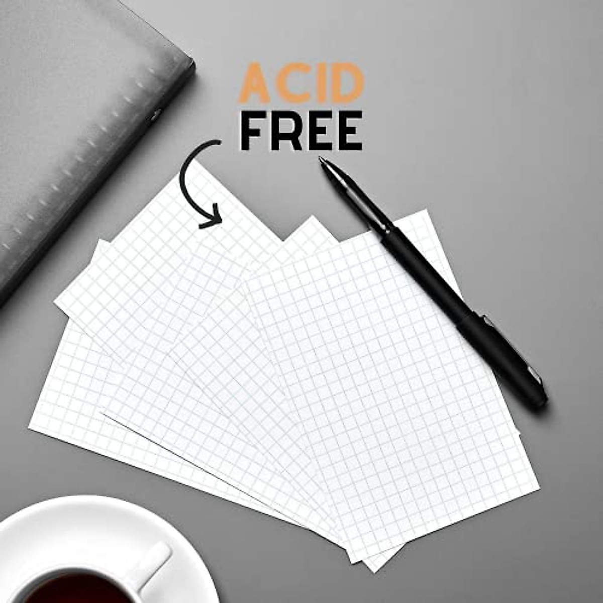 1InTheOffice Index Cards 4x6 Graph Ruled White, Quad Ruled Index cards 4x6 200/Pack