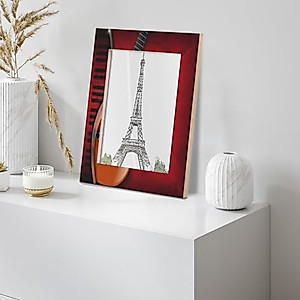 Yzrwebo Music Guitar Piano 4x6 Picture Frame Red Rose Wood Photo Frames High Transparent Horizontal and Vertical Tabletop Display or Wall Mounting for Family Home Gallery Office