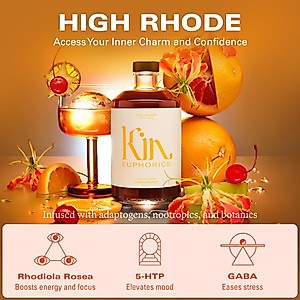 Kin Euphorics High Rhode Non-Alcoholic Aperitif | Elevate Your Social Hour | Adaptogens, Nootropics & Botanicals | Rhodiola Rosea, 5-HTP, GABA | Citrus, Bitters & Spices | 16.9 fl oz