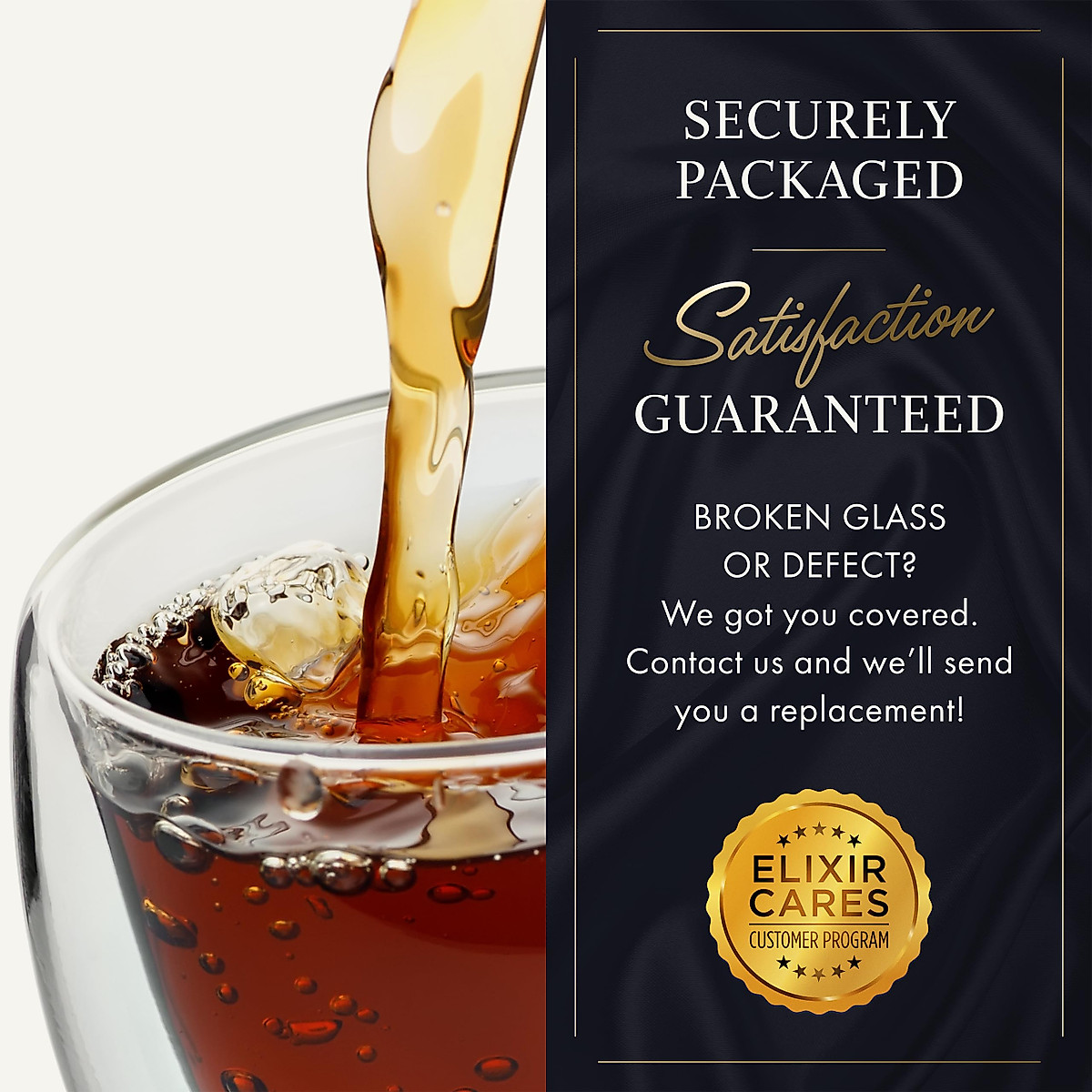 ELIXIR GLASSWARE Large Double Wall Coffee Mug 16 oz - Double Wall Glass 1 pack - Insulated Coffee Mug with Handle (16 oz)