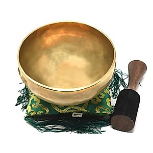 9" Large Master Healing Hand hammered Tibetan Singing Bowl ~ Great for Meditation, Yoga, Sound Bath, Mindfulness, Relaxation ~ Cushion, Wooden Mallet & Drumstick Included