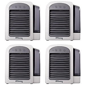 Ultimaxx CORDLESS, Portable Mini Air Conditioner 4-Pack. 3 Speeds (lasts up to 8 hours) - 2022 Personal Air Conditioner is Whisper-Quiet & Doubles as a humidifier for Bedroom, Desk, Camping & More