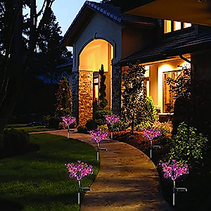 Solar Lights Outdoor Garden Decorative, 2 Pack Solar Powered Phalaenopsis Flowers Lights Design, Upgraded Solar Lights Outdoor Waterproof IP65, Solar Garden Decorations - Gardening Gifts for Women