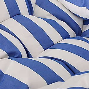 Christopher Knight Home Teresa Outdoor Wicker Tear Drop Hanging Chair, White and Blue