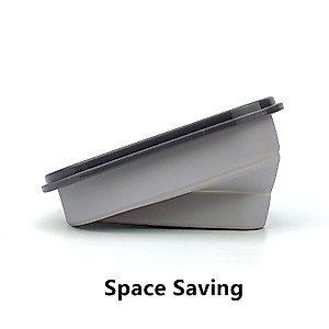 CARTINTS Large 1200ml Collapsible Bowls with Lids, Silicone Food Storage Containers, Space-Saving Meal Prep Containers For Kitchen and Outdoors Camping, Set of 3, Grey