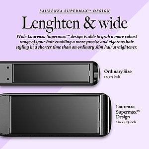 Milano by Laurenza Hair Straightener and Curler 2 in 1, SuperMax Design 8.5 Inch² Extra-Large 3D Floating Ceramic Flat Iron, Dual Voltage Straightening Irons with 20 Million cm³ Anion Outlet (Black)